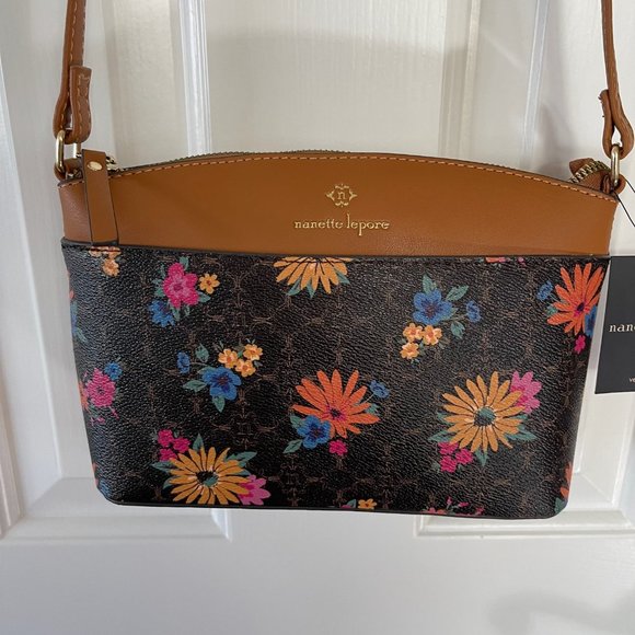 Nanette Lepore | Bags | New Nanette Lepore Risley Logo Floral Crossbody ...